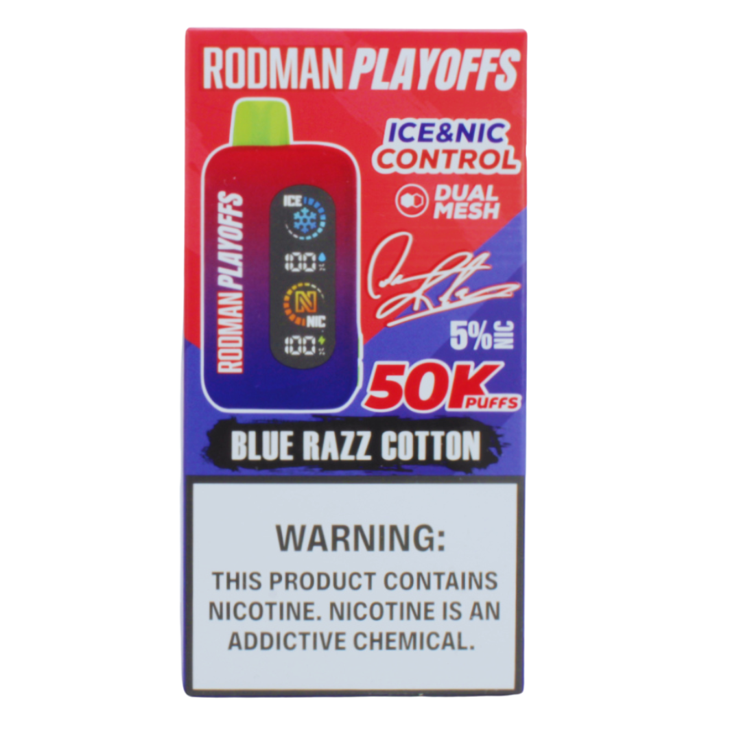 Blue Razz Cotton Candy RODMAN Playoffs 50K Puffs Disposable Vape - $19.95